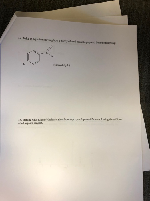 Solved 3a. Write an equation showing how 1-phenylethanol | Chegg.com