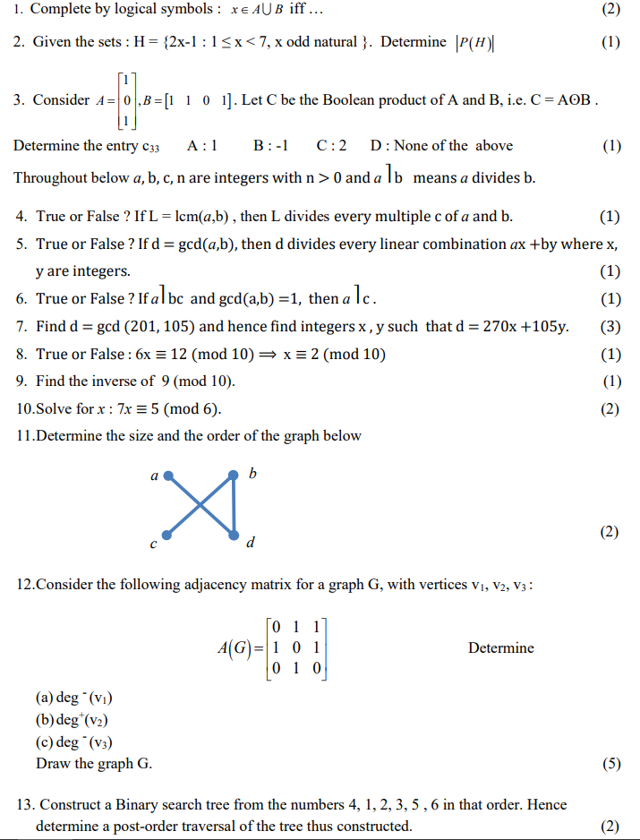 Solved (2) 1. Complete by logical symbols : XE AU B iff... | Chegg.com