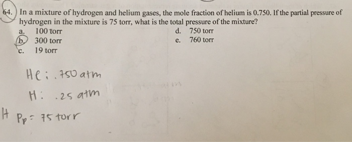 Solved In a mixture of hydrogen and helium gases, the mole | Chegg.com