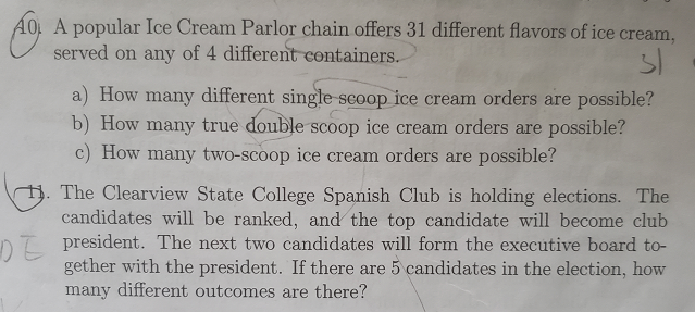 Solved A0, A popular Ice Cream Parlor chain offers 31 | Chegg.com