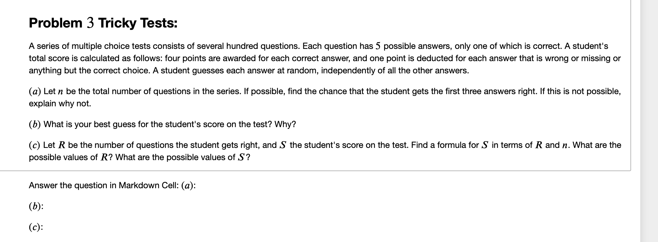 Solved Problem 3 Tricky Tests: A series of multiple choice | Chegg.com