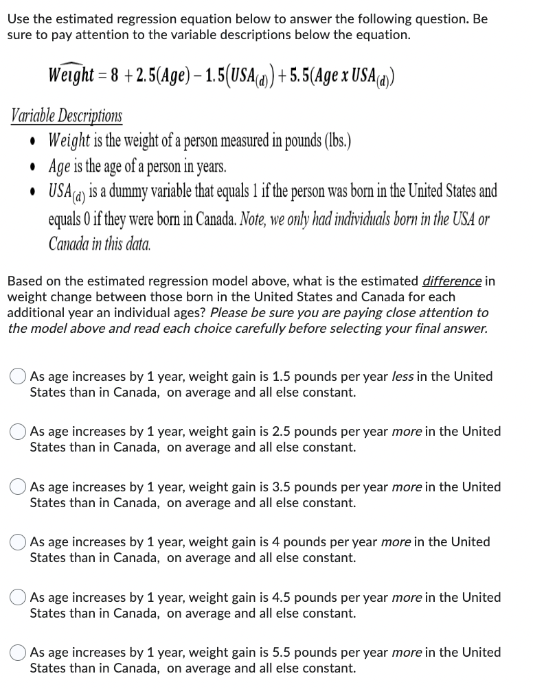 Solved Use the estimated regression equation below to answer | Chegg.com