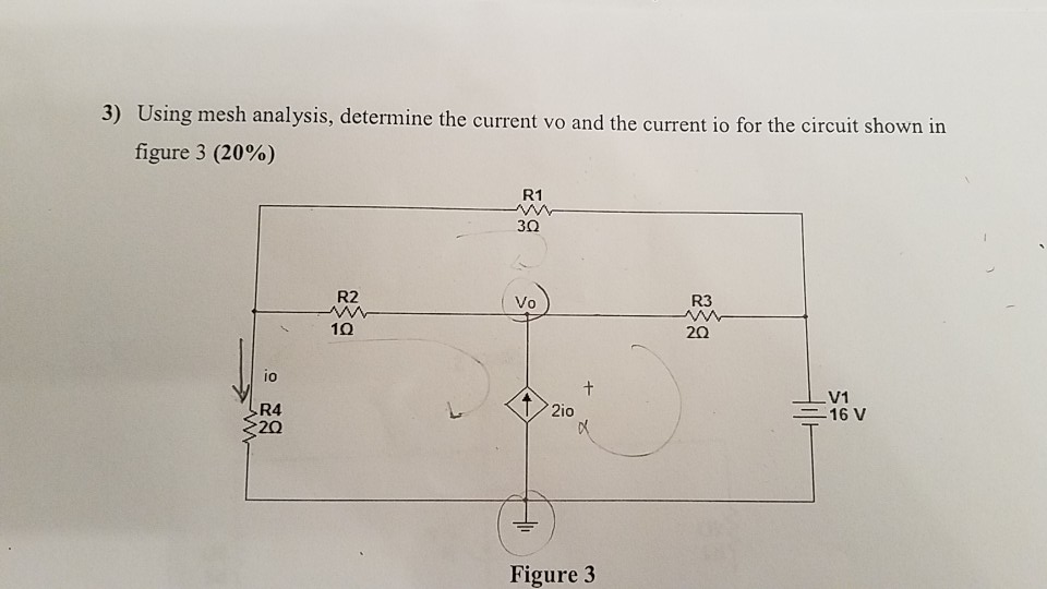 Solved Using mesh analysis, determine the current vo and the | Chegg.com