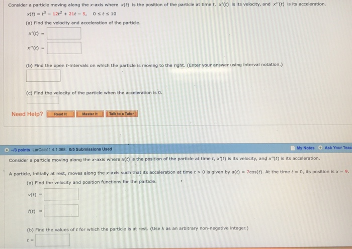 Solved Consider a particle moving along the x-axis where | Chegg.com