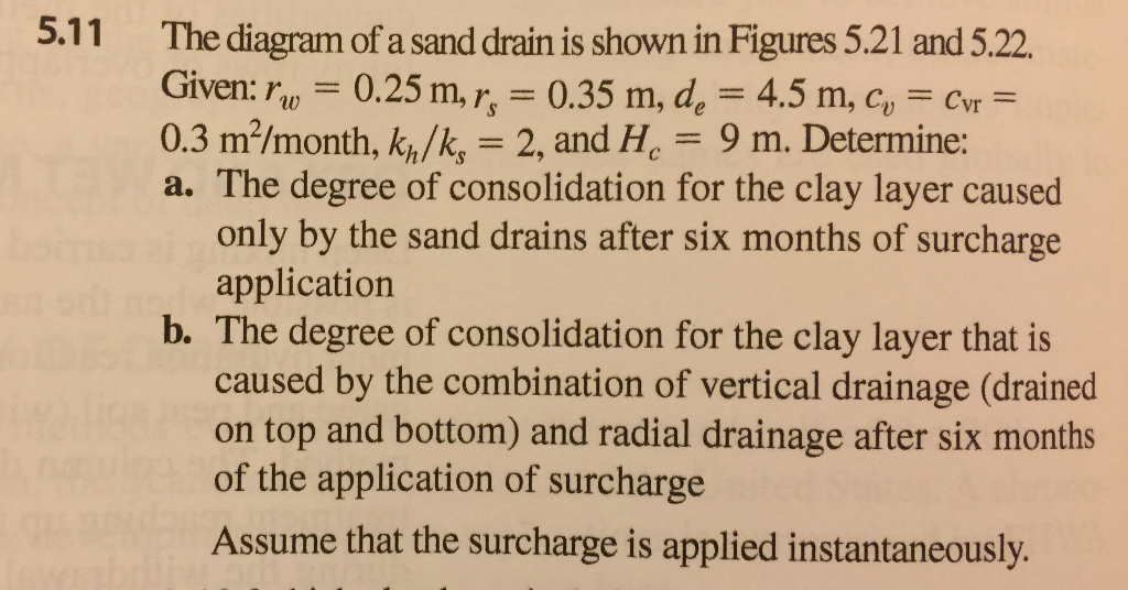 Solved 5.11 The diagram of a sand drain is shown in Figures | Chegg.com