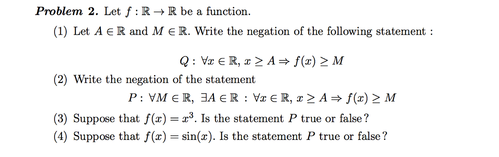 Solved Problem 2. Let f : R - R be a function. (1) Let A E R | Chegg.com