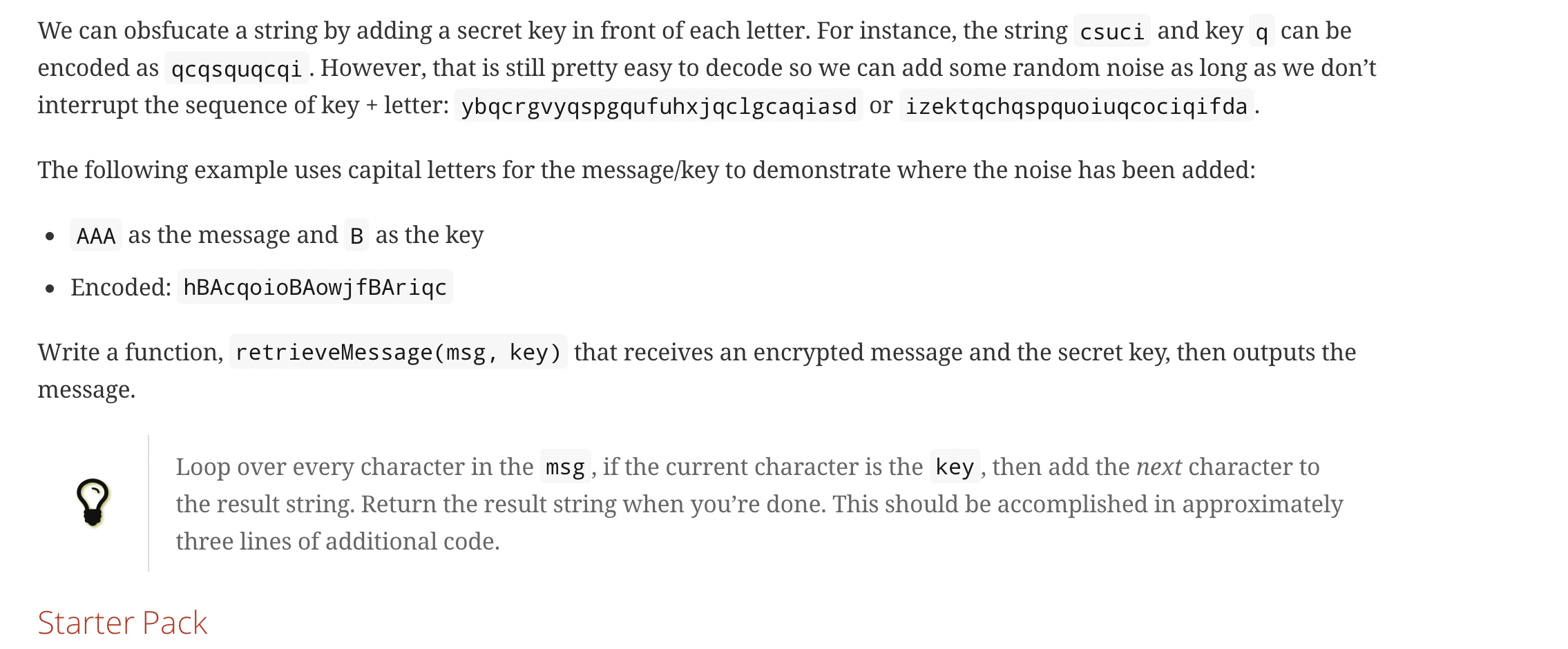 Solved We can obsfucate a string by adding a secret key in | Chegg.com