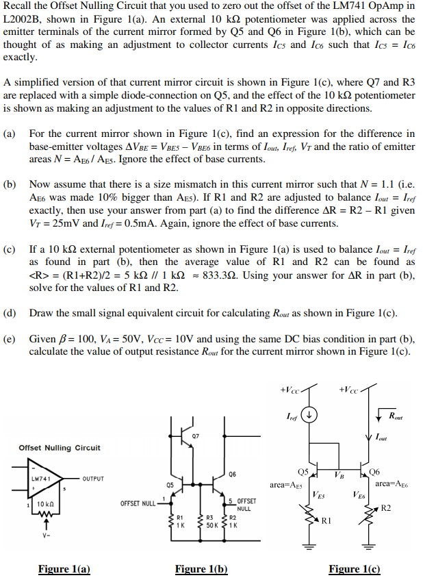 Solved Recall the Offset Nulling Circuit that you used to | Chegg.com
