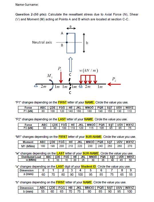 Question 2-(50 ﻿pts): Calculate the resultant stress | Chegg.com