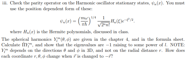 Solved Check the parity operator on the Harmonic oscillator | Chegg.com