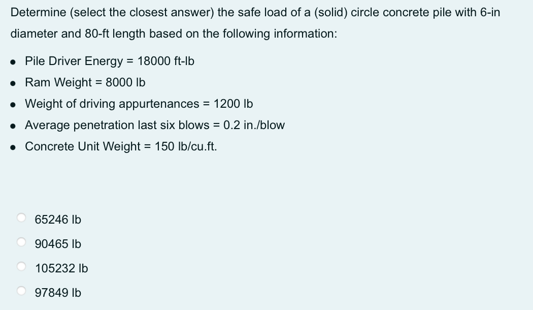 Solved Determine (select the closest answer) the safe load | Chegg.com