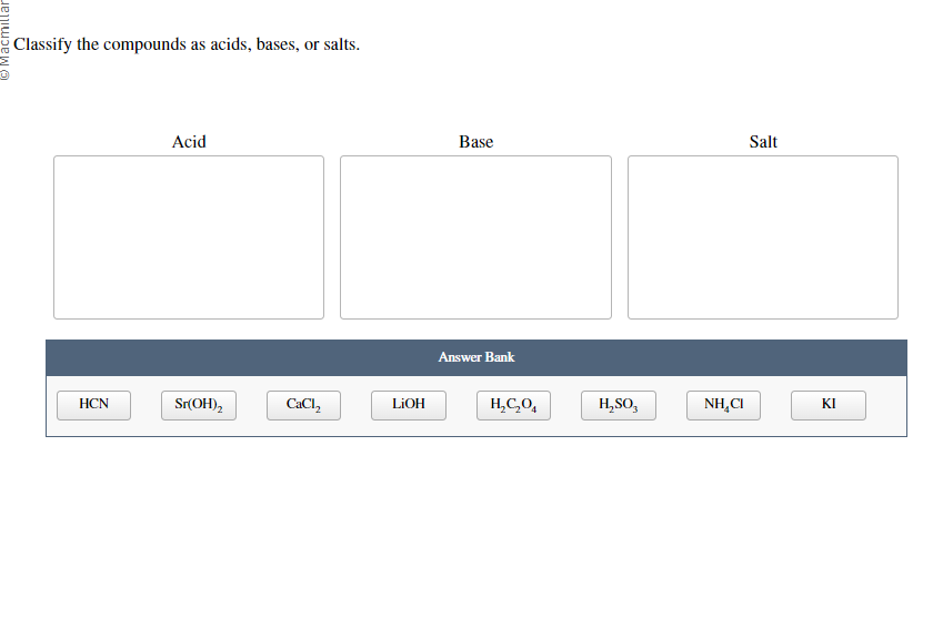 Solved Classify the compounds as acids, bases, or | Chegg.com