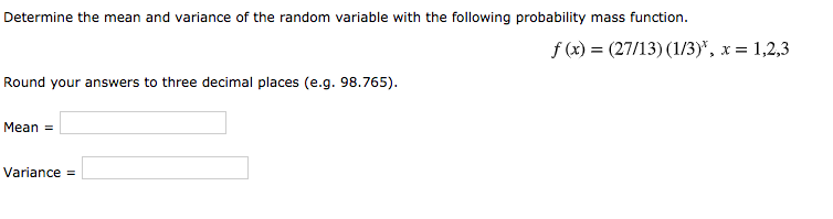 Solved Determine the mean and variance of the random | Chegg.com