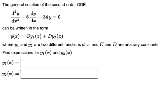 Solved The general solution of the second-order | Chegg.com