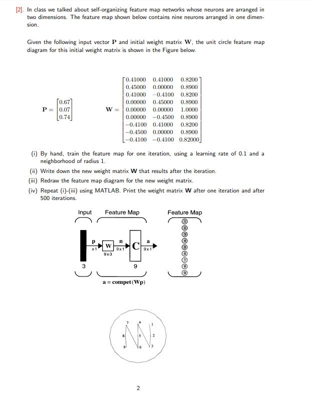 [2]. In class we talked about self-organizing feature | Chegg.com