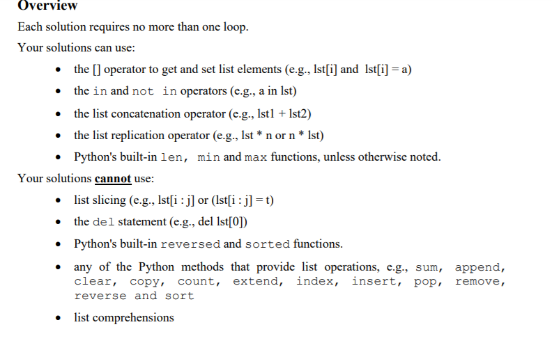 Solved Overview Each solution requires no more than one | Chegg.com