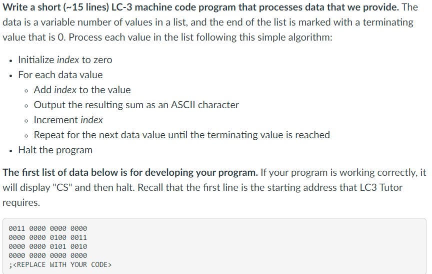 Solved Write A Short ~15 Lines Lc 3 Machine Code Program 