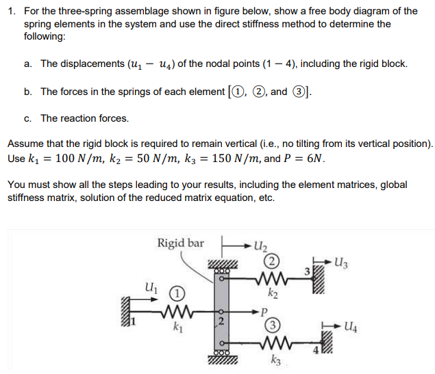 Solved For the three-spring assemblage shown in figure | Chegg.com