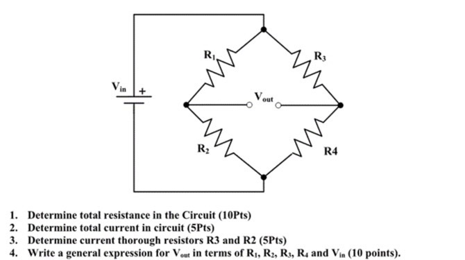 Solved Ra Vin+ Vout R2 R4 1. 2. 3. 4. Determine total | Chegg.com