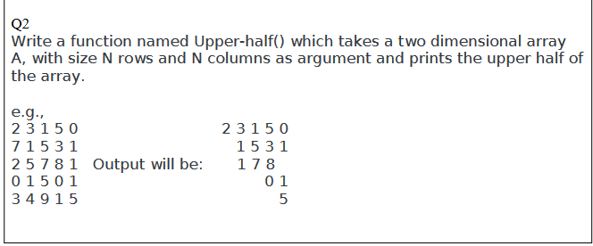 Solved Q2 Write a function named Upper-half() which takes a | Chegg.com