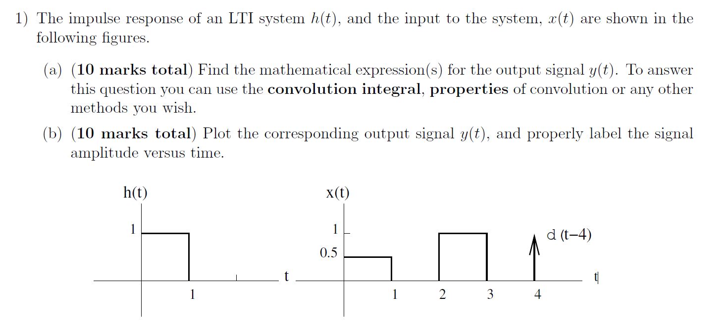 Solved 1) The impulse response of an LTI system h(t), and | Chegg.com