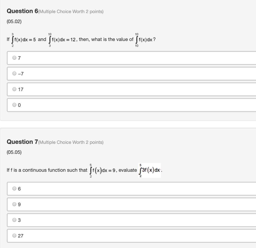 Solved Question 6 Multiple Choice Worth 2 points) (05.02) 10 | Chegg.com