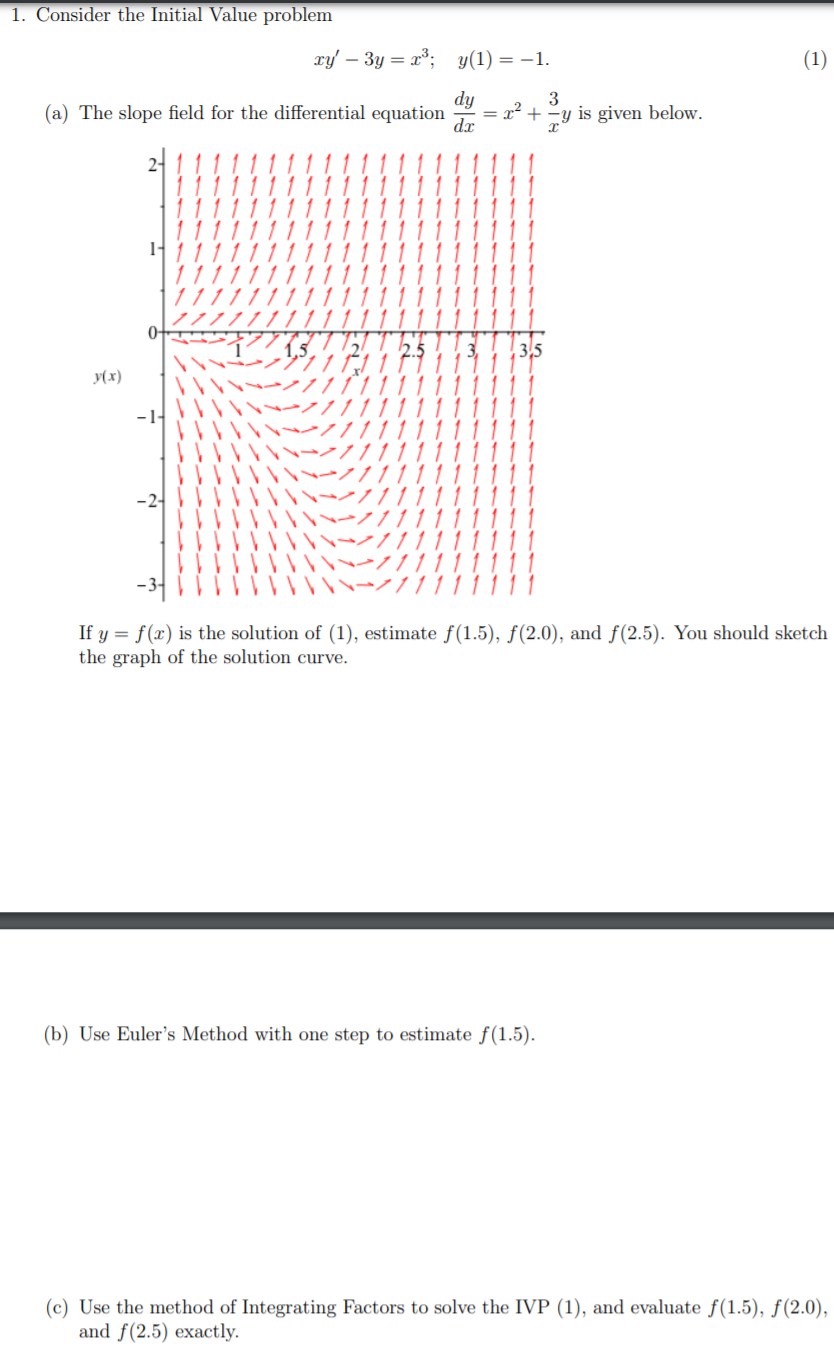 Solved 1. Consider the Initial Value problem TY' – 3y = 23; | Chegg.com