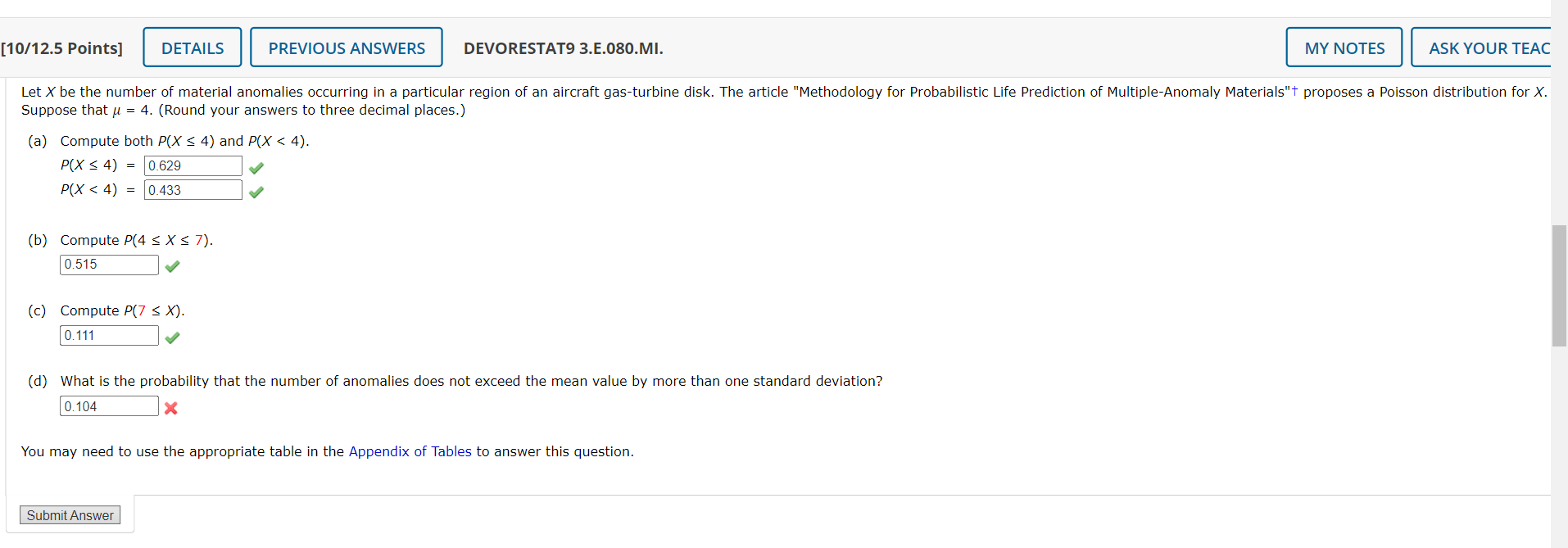 Solved [10/12.5 Points] DETAILS PREVIOUS ANSWERS DEVORESTAT9 | Chegg.com