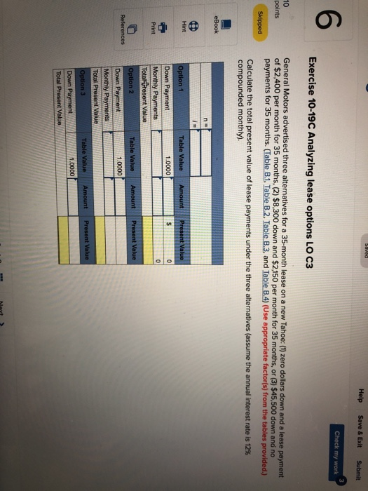 Solved Help Save & Exit Submit Check my work Exercise 10-19C | Chegg.com