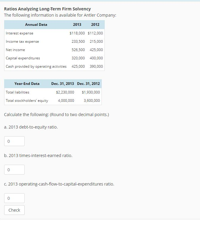 Solved Ratios Analyzing Long-Term Firm Solvency The | Chegg.com