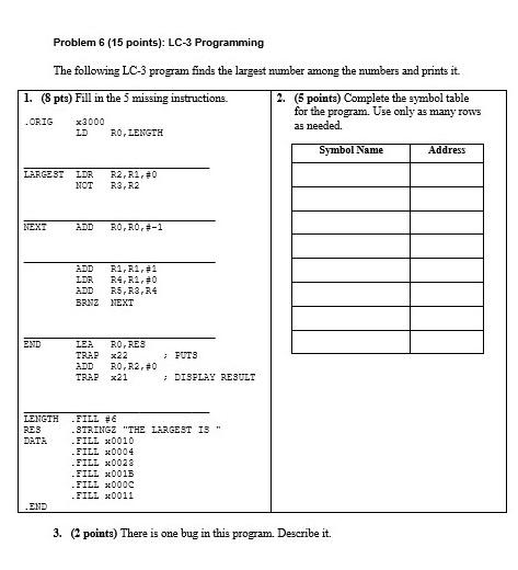Solved Problem 6 15 Points Lc 3 Programming The Following 9470