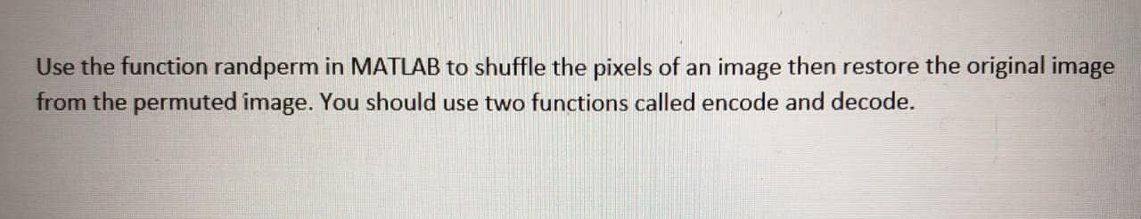 Use the function randperm in MATLAB to shuffle the | Chegg.com