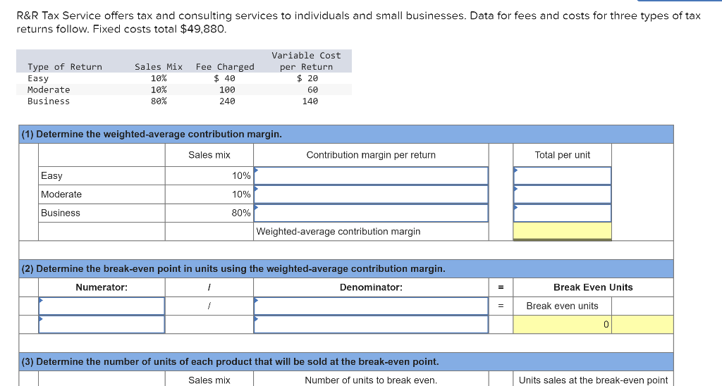 Solved R\&R Tax Service offers tax and consulting services | Chegg.com
