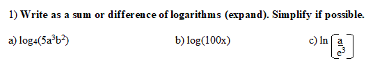 Solved 1) Write as a sum or difference of logarithms | Chegg.com