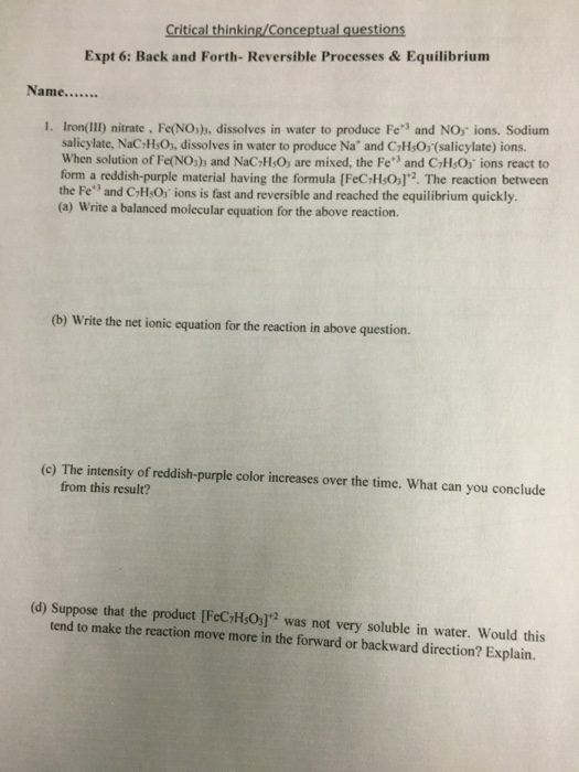 Solved Iron(III) nitrate, Fe(NO_3)_3, dissolves in water to | Chegg.com