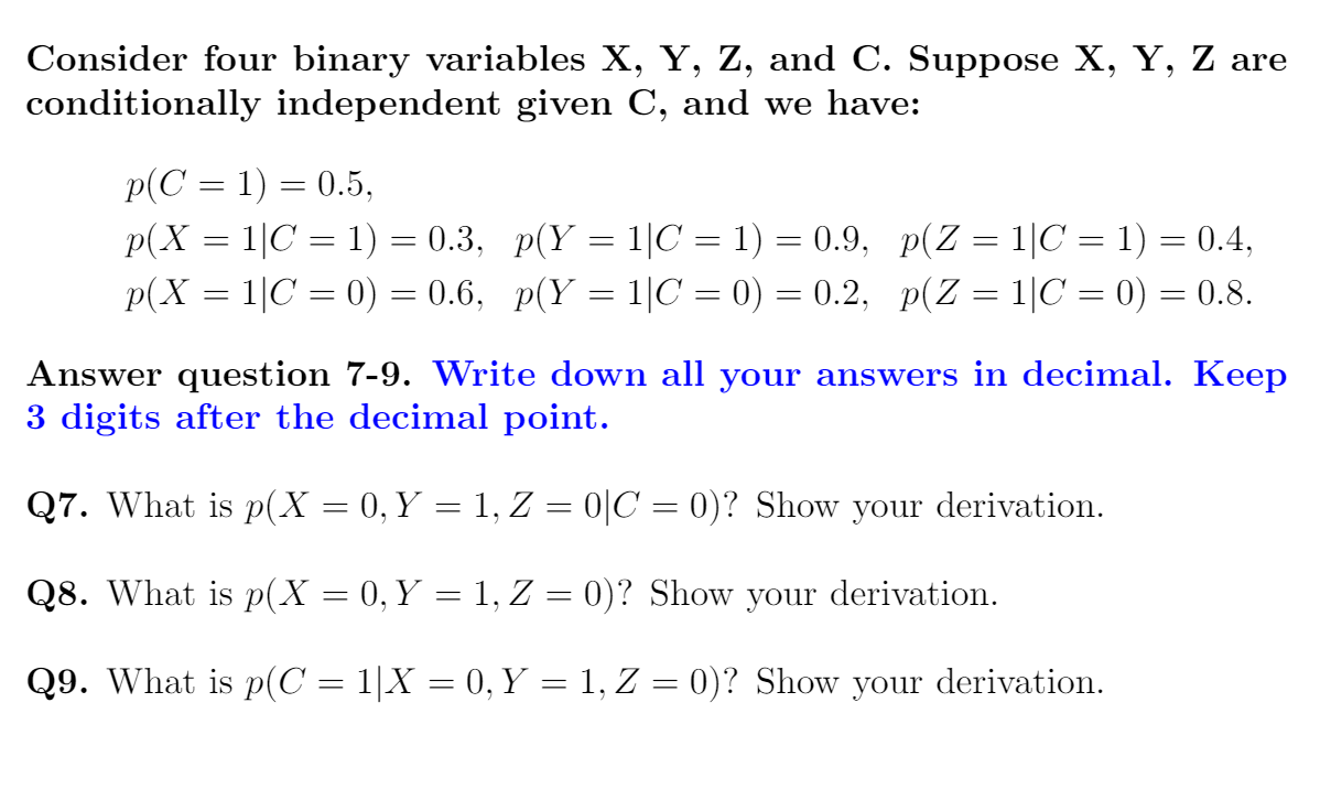 Solved Consider four binary variables X, Y, Z, and C. | Chegg.com