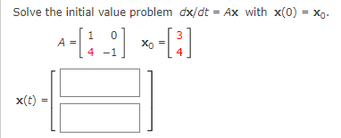 Solved Solve the initial value problem dx/dt=Ax with x(0)=x0 | Chegg.com