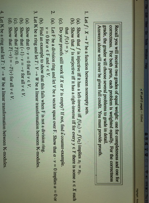 Solved Let f: X rightarrow Y be a function between nonempty | Chegg.com