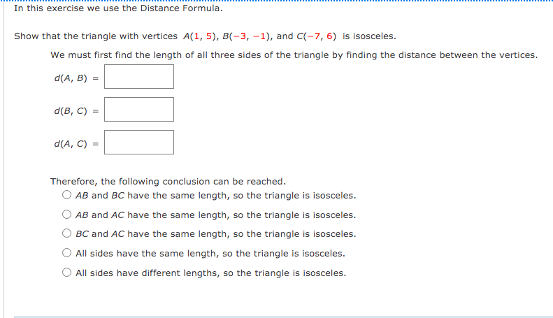 Solved In this exercise we use the Distance Formula. Show | Chegg.com