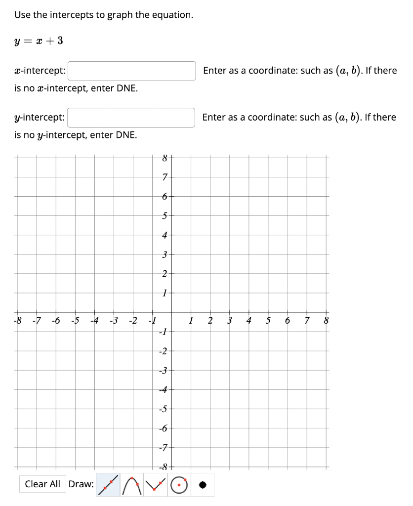 Solved Use the intercepts to graph the equation. y=x+3 | Chegg.com