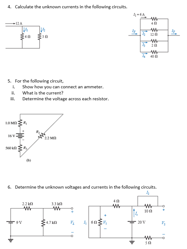 Solved 4. Calculate the unknown currents in the following | Chegg.com
