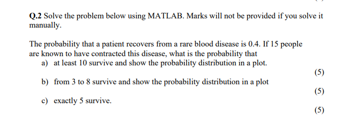 Solved Q.2 Solve the problem below using MATLAB. Marks will | Chegg.com