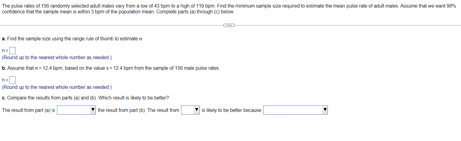 Solved The pulse rates of 156 randomly selected adult males | Chegg.com