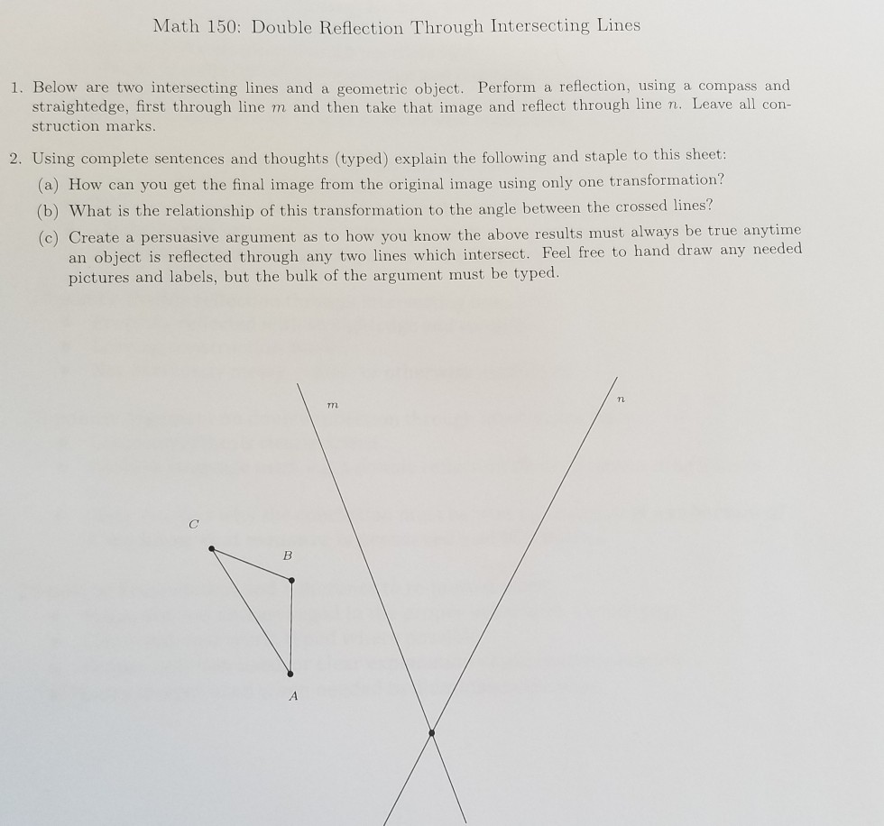 Solved Math 150: Double Reflection Through Intersecting | Chegg.com