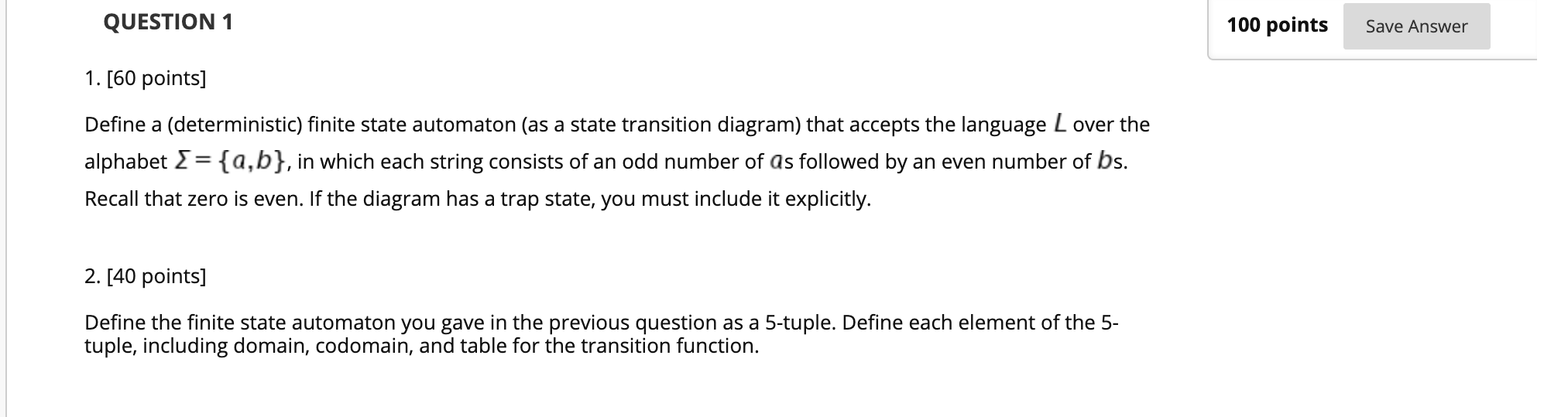 QUESTION 1 100 points Save Answer 1. [60 points] | Chegg.com