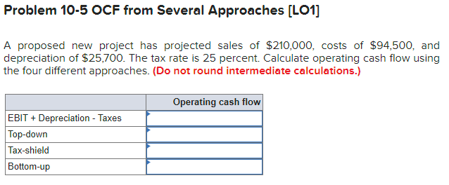 Solved Problem 10-5 OCF from Several Approaches [LO1] A | Chegg.com