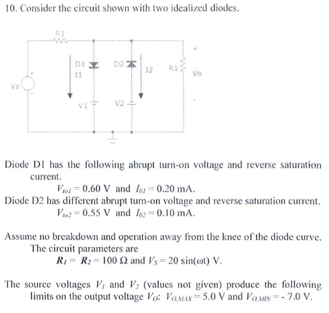 Solved 10. Consider the circuit shown with two idealized | Chegg.com