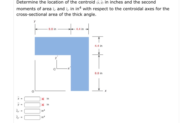 Solved Determine the location of the centroid (x bar, y bar) | Chegg.com