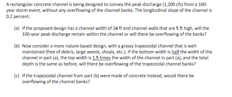 Solved A rectangular concrete channel is being designed to | Chegg.com