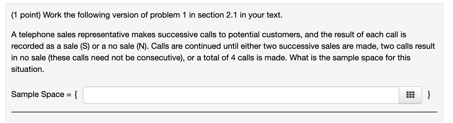 Solved (1 point) Work the following version of problem 1 in | Chegg.com
